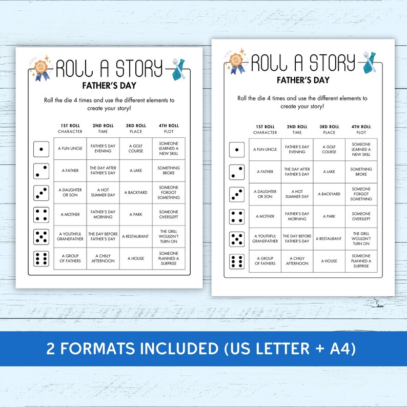 Father's Day Roll a Story - Creative Writing Prompts - Printable Story ...