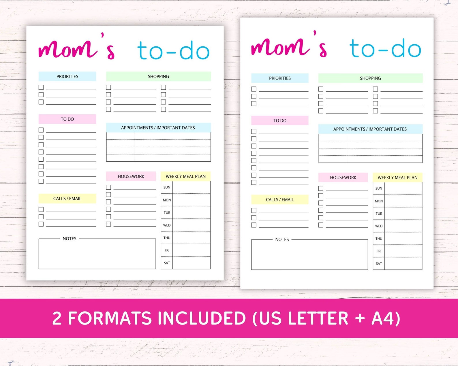 Printable Mom To-do List US Letter A4 Editable Instant - Etsy Australia