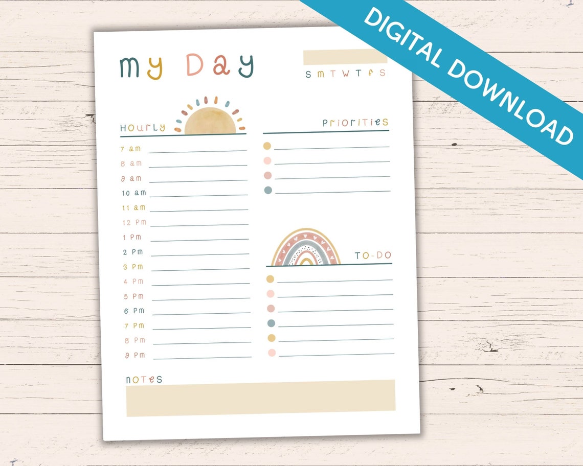 Printable Boho Daily Planner US Letter A4 Editable - Etsy