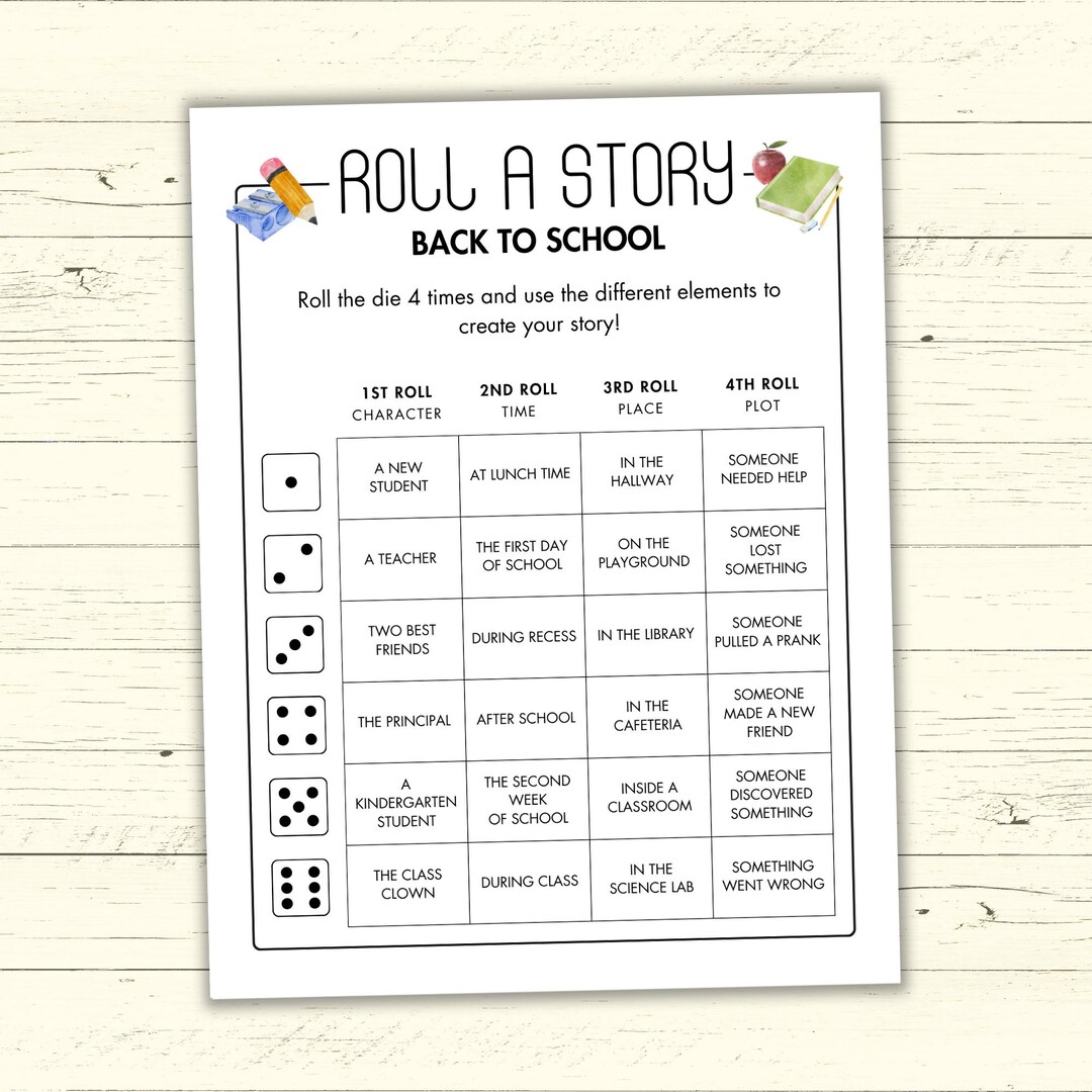 Roll a School Story - Creative Writing Prompt Activity - Printable ...