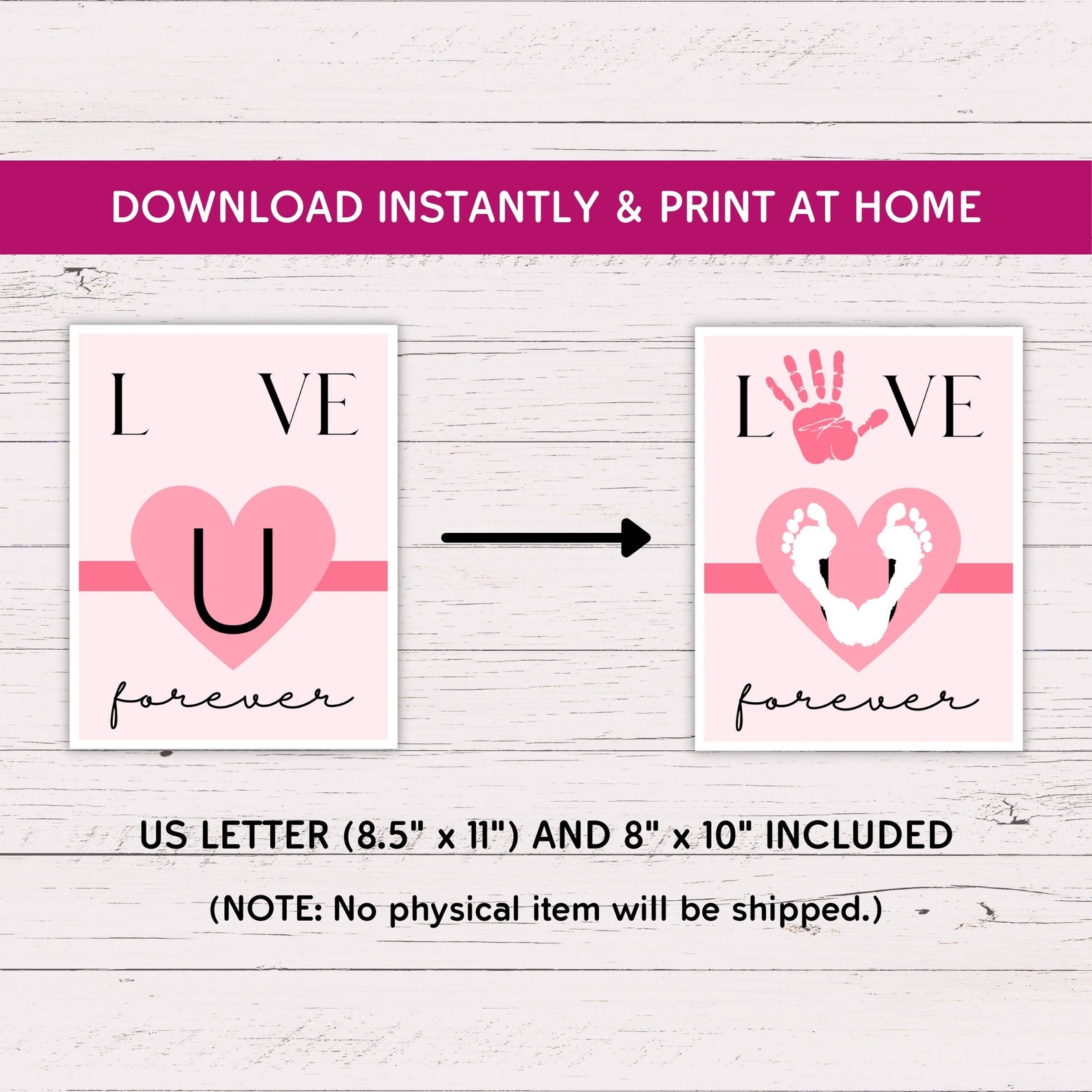 Printable love You Forever Baby Handprint Footprint Craft Template DIY ...