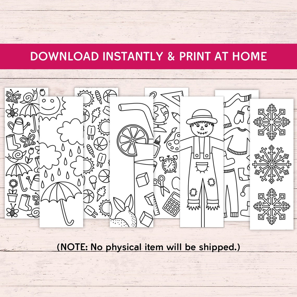 Bundle of 24 Coloring Bookmarks - Spring + Summer + Fall + Winter - PDF ...