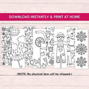 Bundle of 24 Coloring Bookmarks - Spring + Summer + Fall + Winter - PDF ...