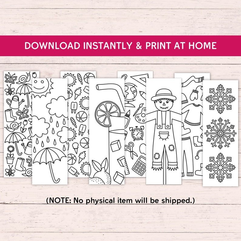 Bundle of 24 Coloring Bookmarks - Spring + Summer + Fall + Winter - PDF ...