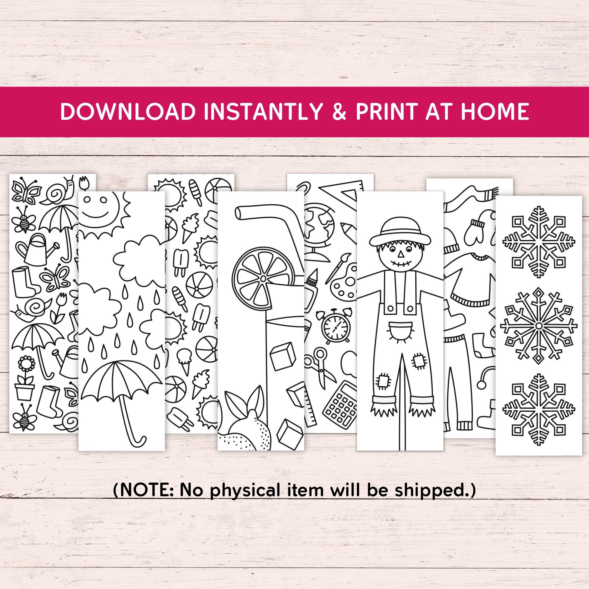 Bundle of 24 Coloring Bookmarks - Spring + Summer + Fall + Winter - PDF ...