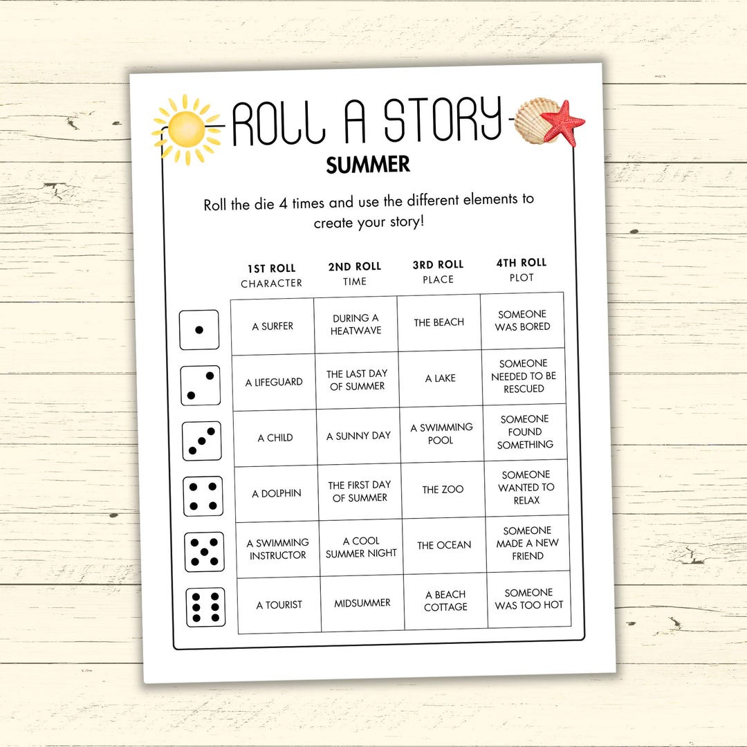Summer Roll a Story - Creative Writing Prompt Activity - Printable ...