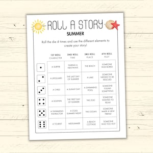 Summer Roll a Story - Creative Writing Prompt Activity - Printable ...