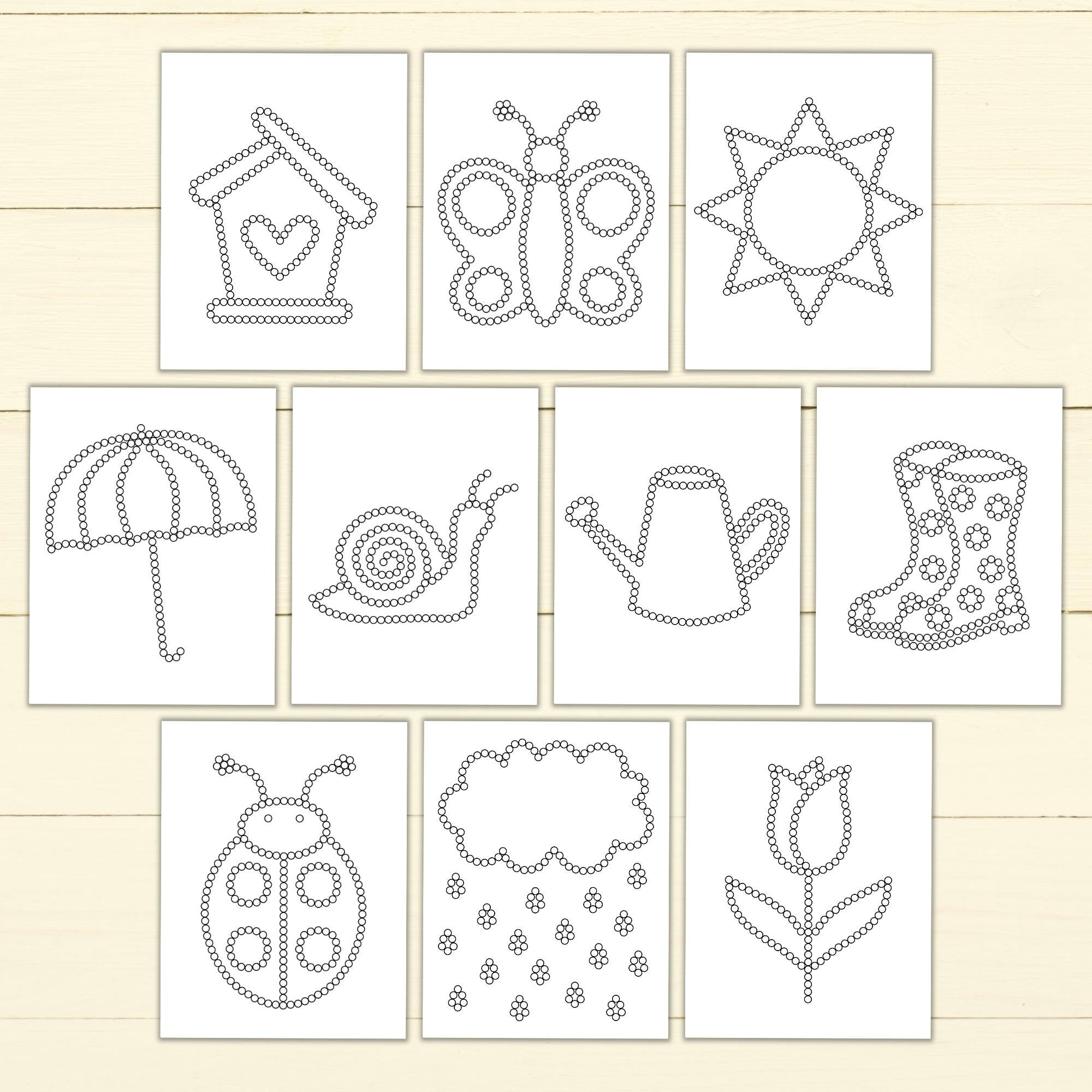 Spring Q-tip Tracing Sheets - Printable Preschool Worksheets for Fine ...