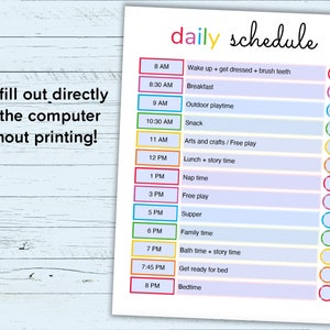 Editable Daily Schedule Template for Kids Printable - Etsy