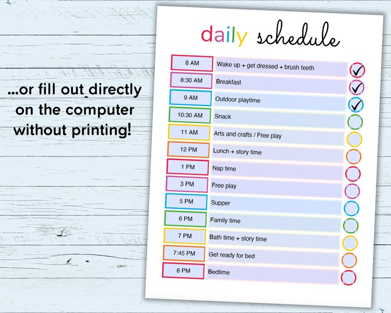 Editable Daily Schedule Template for Kids Printable - Etsy