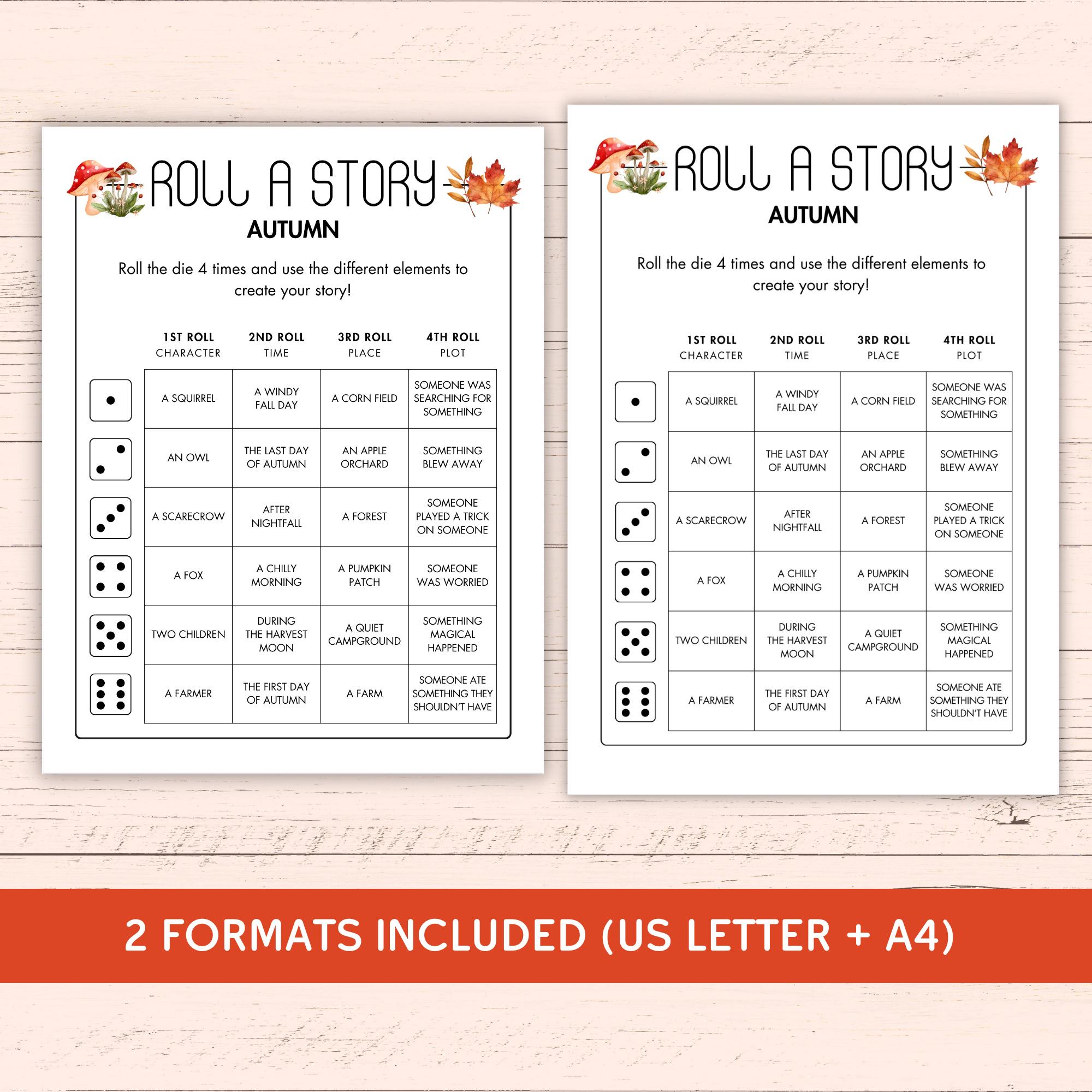 Autumn Roll a Story - Creative Writing Prompt Activity - Printable ...