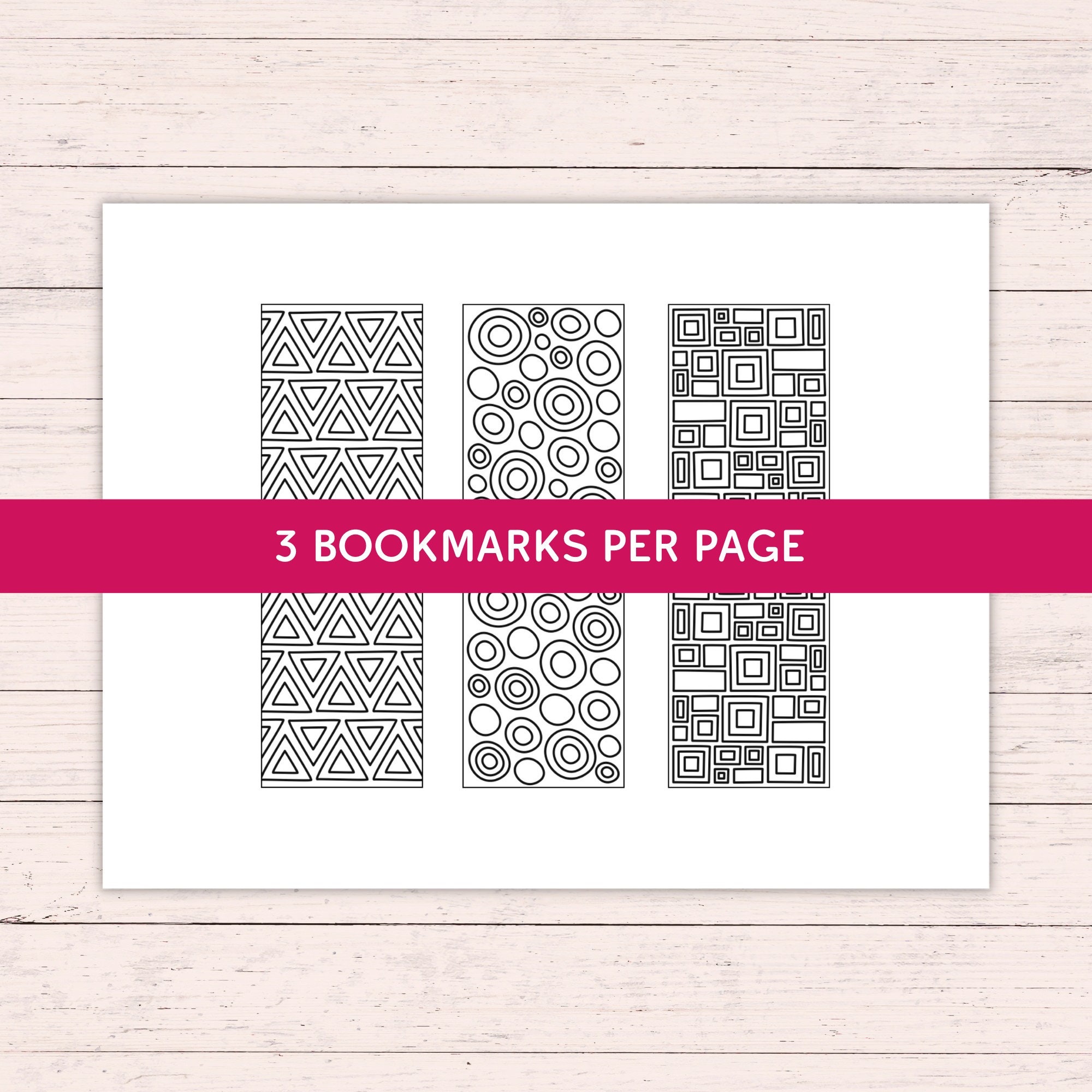 Printable Geometric Coloring Bookmarks - Set of 6 - PDF Instant Digital ...