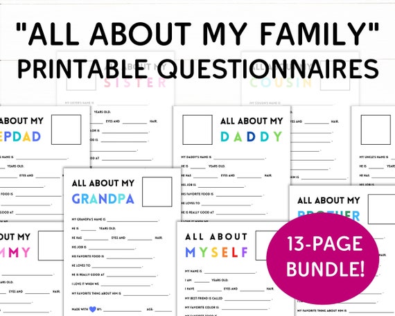 Printable all About My Family Questionnaires - Etsy
