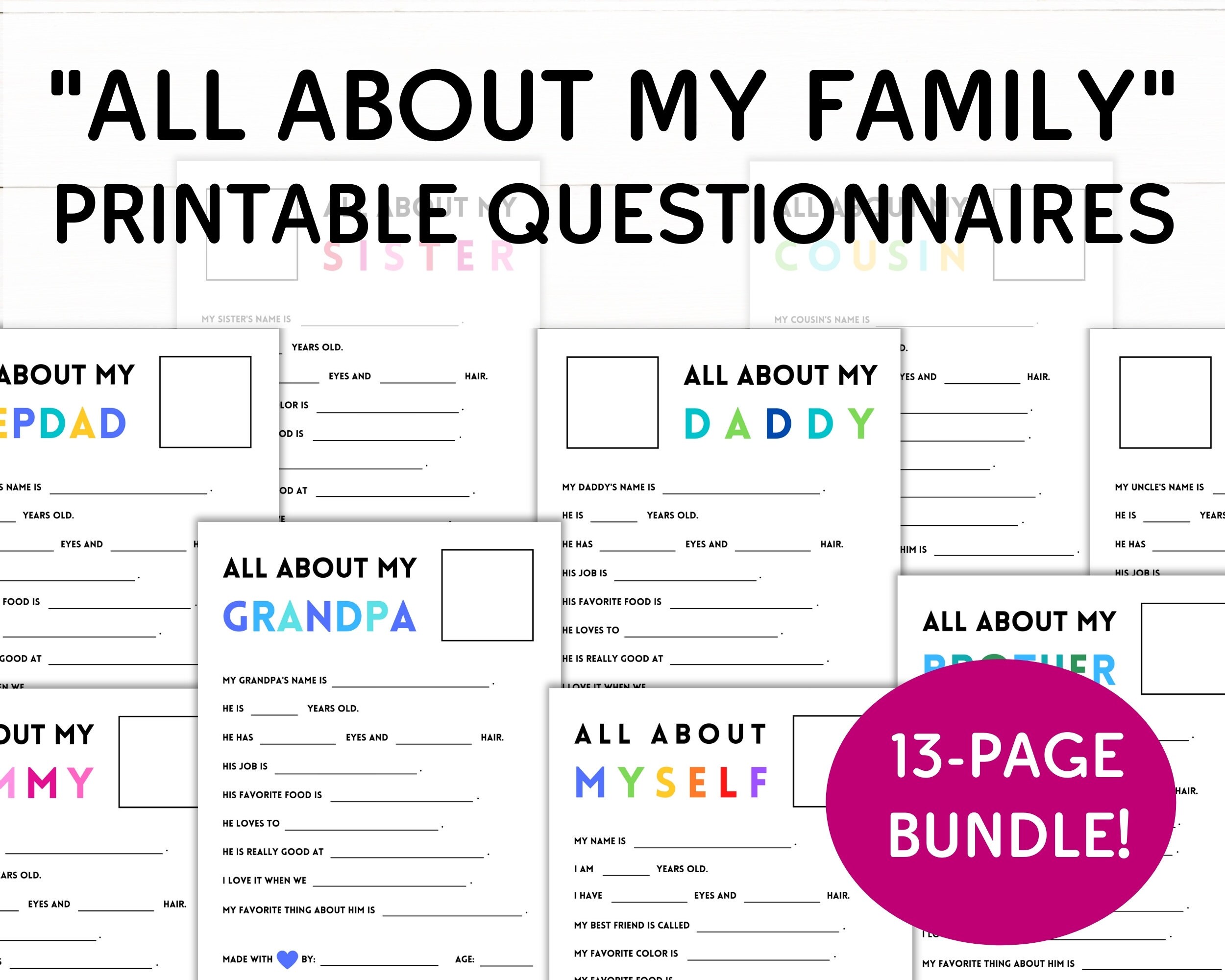 Printable all About My Family (Download Now) - Etsy