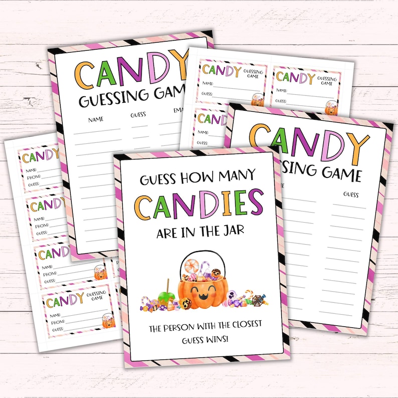 Candy Guessing Game - Printable Halloween Party Game - Classroom Game ...