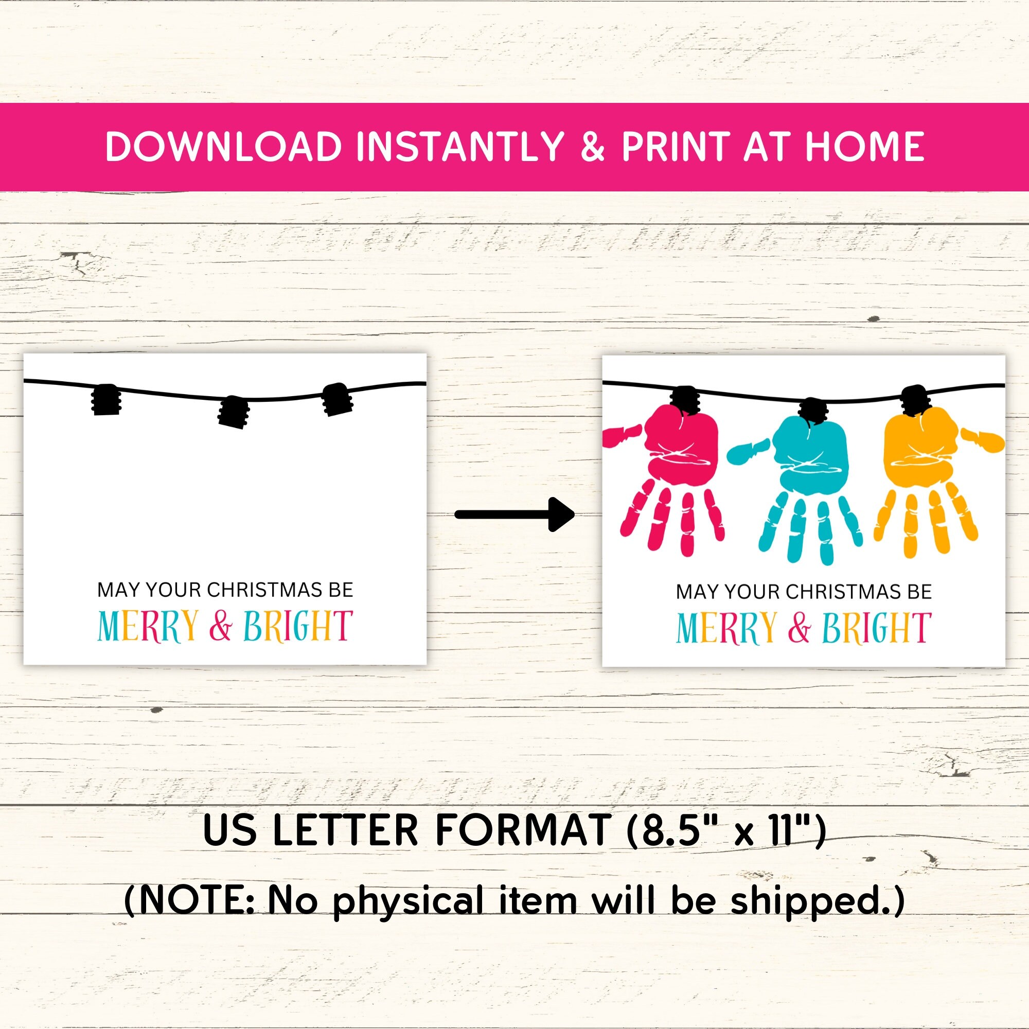 Christmas Lights Handprint Art Template - Printable Handprint Craft ...