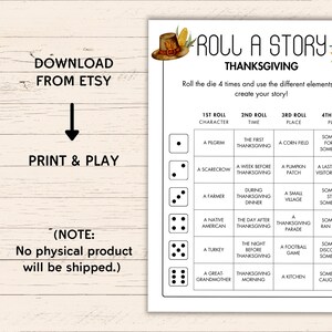 Thanksgiving Roll a Story - Creative Writing Prompt Activity ...