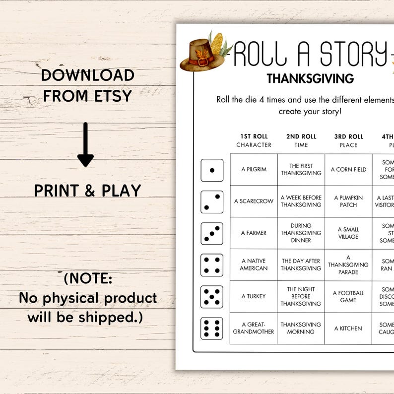 Thanksgiving Roll a Story - Creative Writing Prompt Activity ...