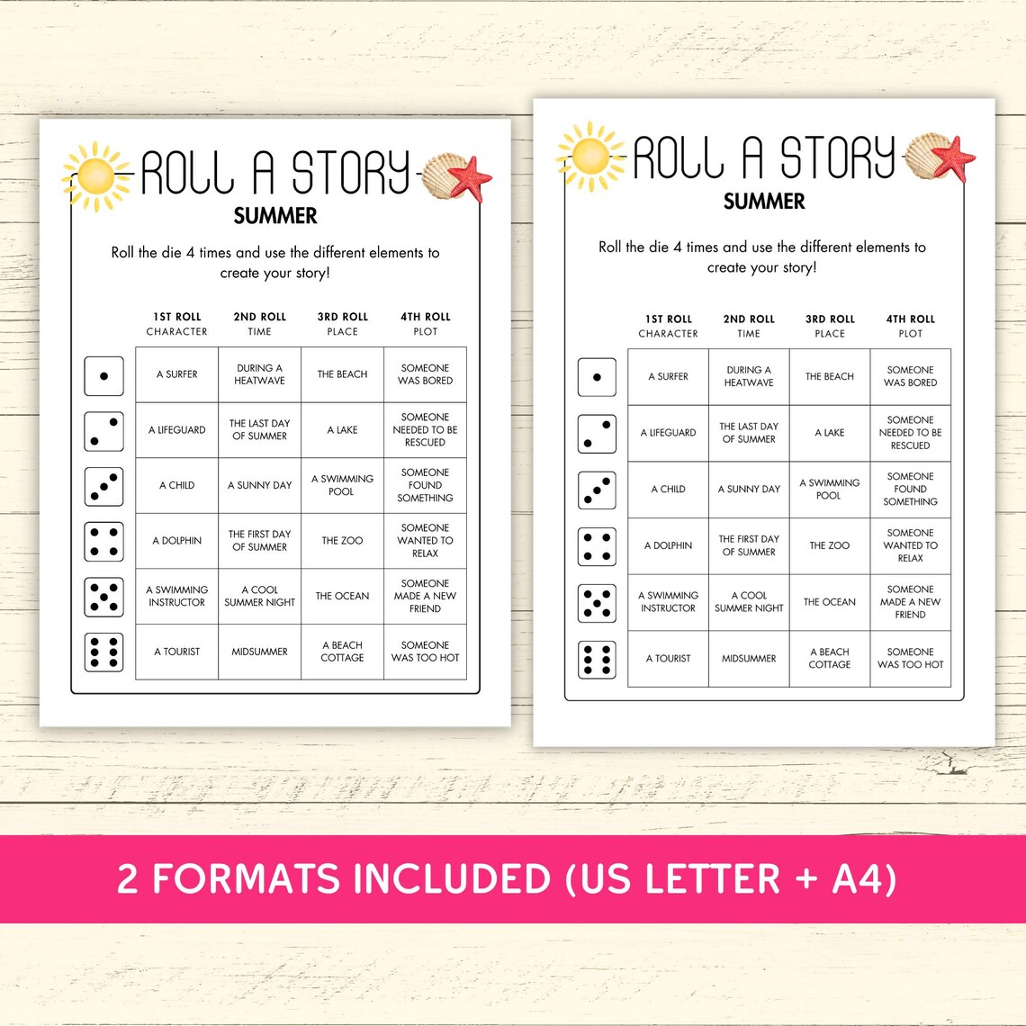 Summer Roll a Story - Creative Writing Prompt Activity - Printable ...
