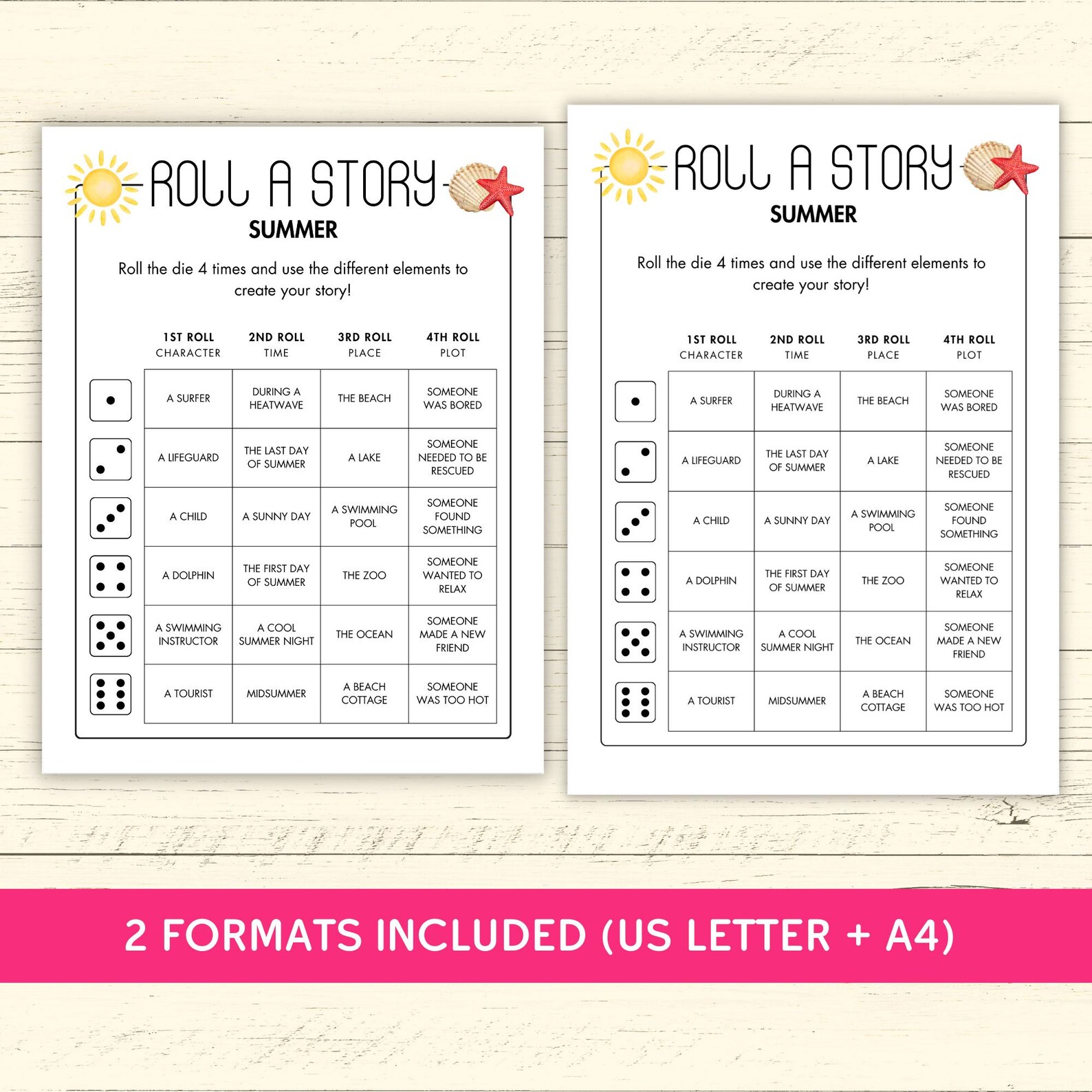 Summer Roll a Story - Creative Writing Prompt Activity - Printable ...