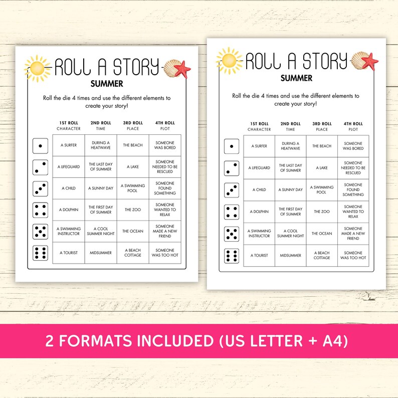 Summer Roll a Story - Creative Writing Prompt Activity - Printable ...
