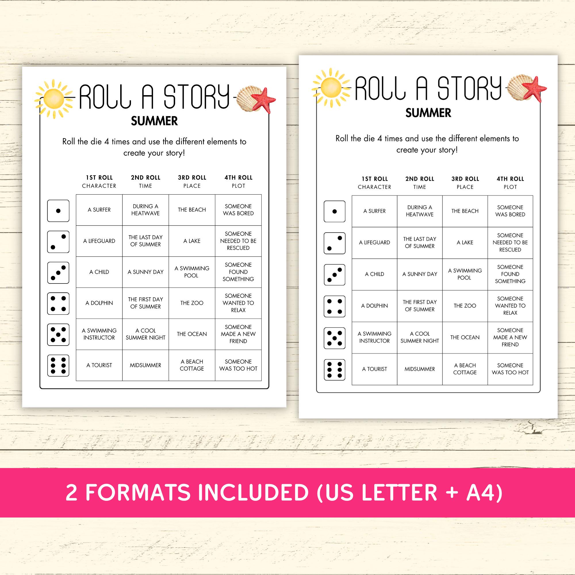 Summer Roll a Story - Creative Writing Prompt Activity - Printable ...