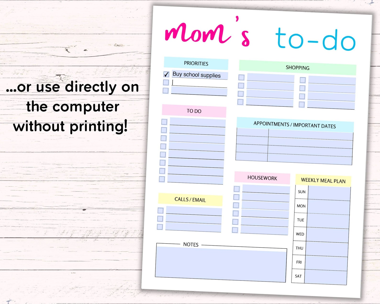 Printable Mom To-do List US Letter A4 Editable Instant - Etsy Australia
