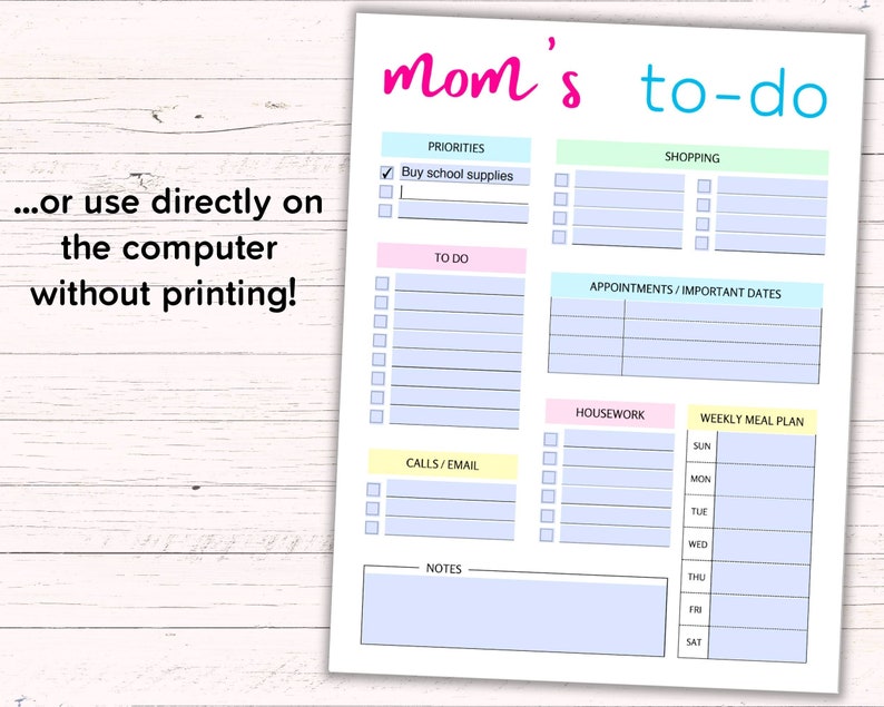 Printable Mom To-do List US Letter A4 Editable Instant - Etsy Australia