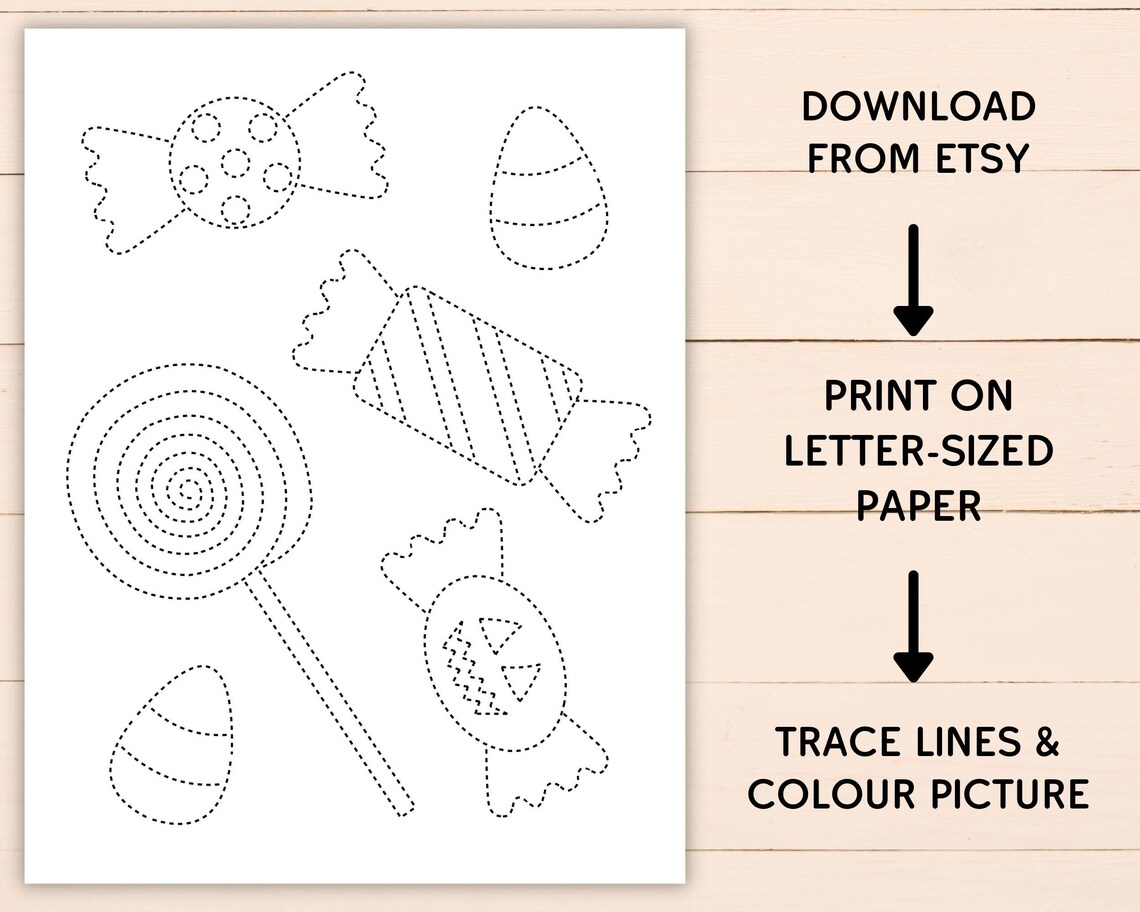 Printable Halloween Trace & Color Sheets Tracing Worksheets - Etsy Canada