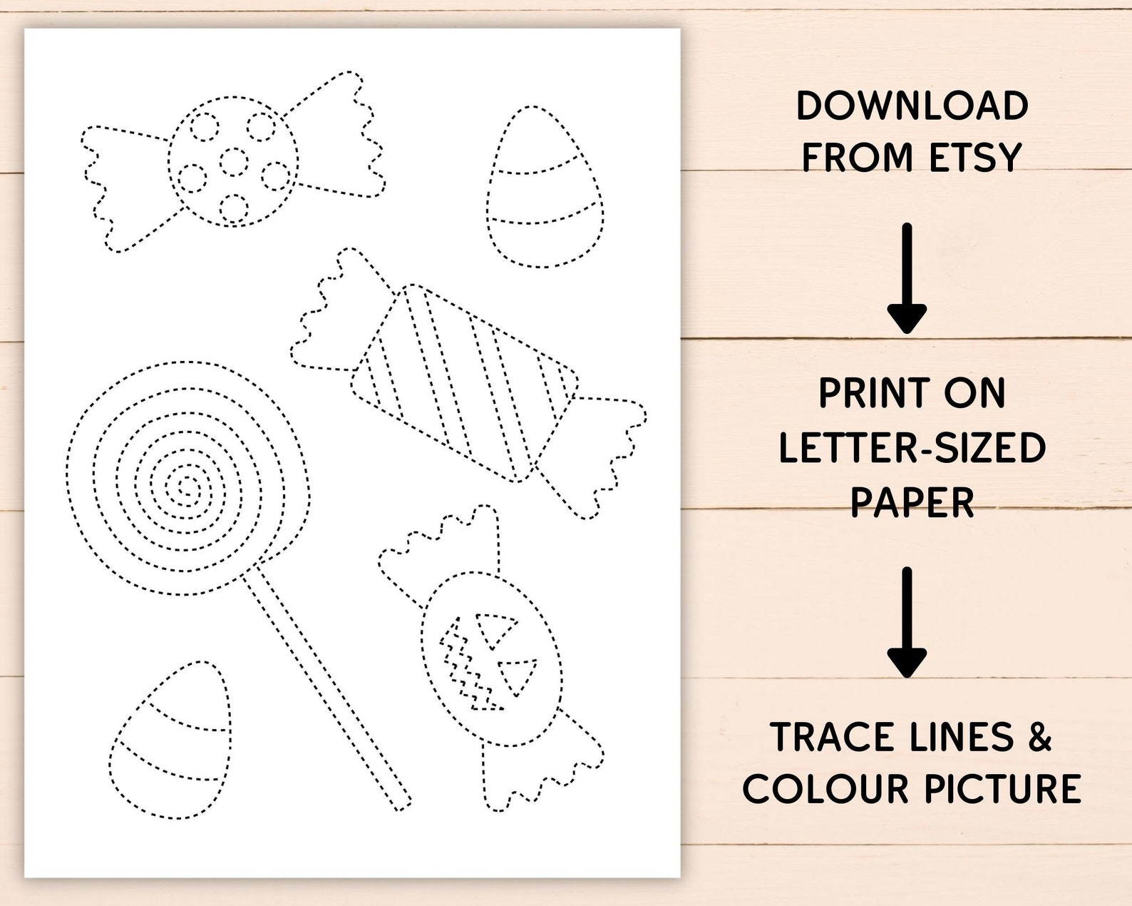 Printable Halloween Trace & Color Sheets Tracing Worksheets - Etsy Canada