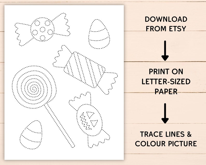 Printable Halloween Trace & Color Sheets Tracing Worksheets - Etsy Canada