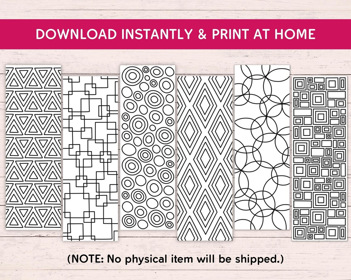 Printable Geometric Coloring Bookmarks Set of 6 PDF - Etsy