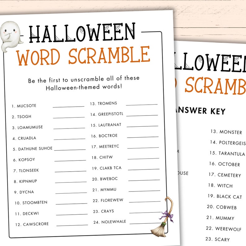 Halloween Word Scramble - Printable Halloween Activity - Halloween ...