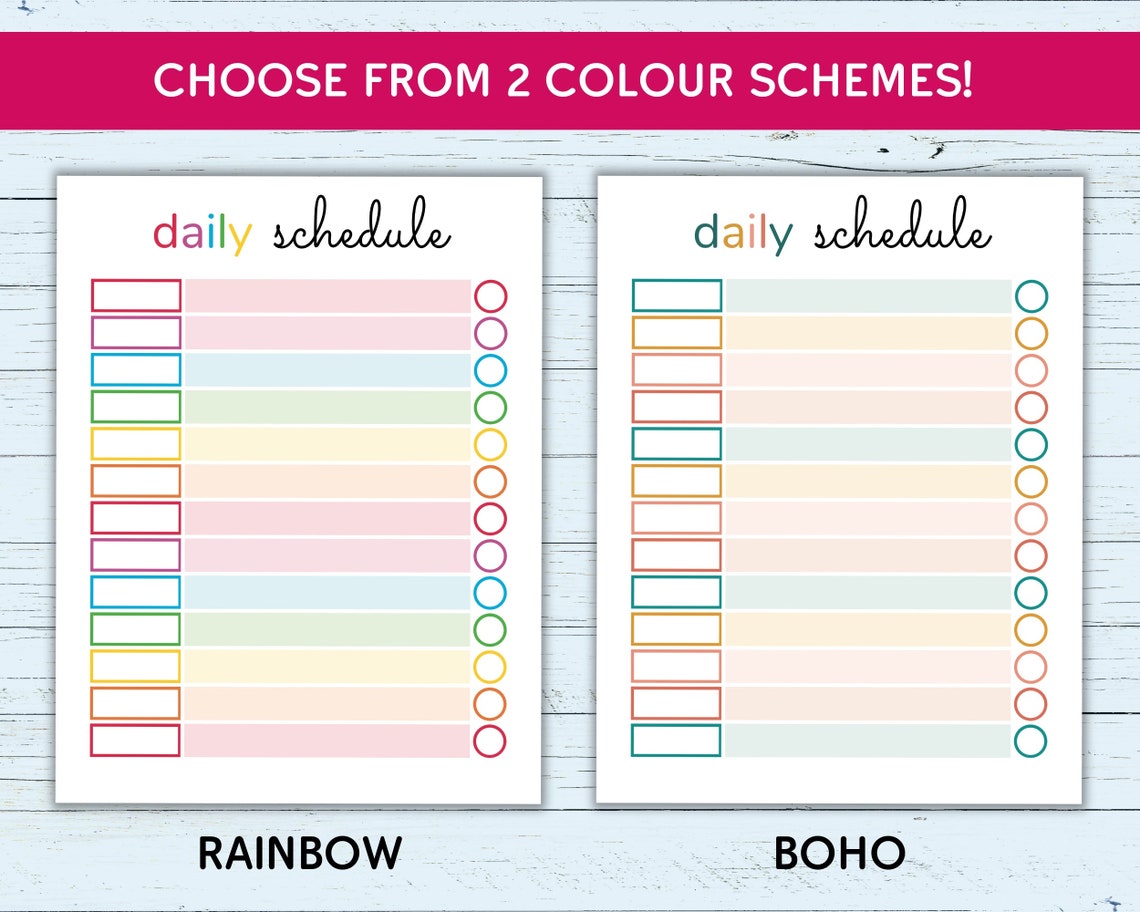 Editable Daily Schedule Template for Kids Printable - Etsy