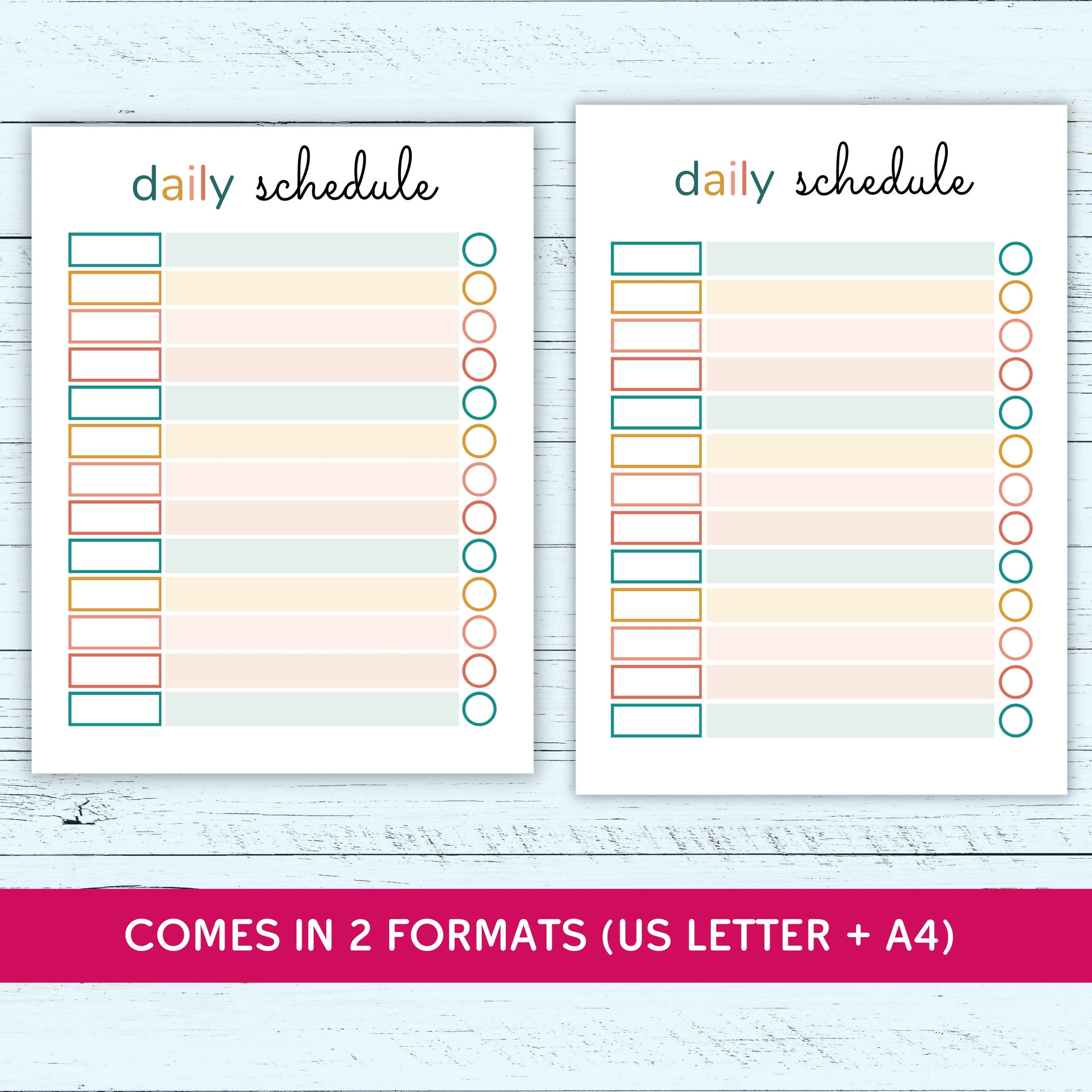 Daily Schedule Template Printable For Kids