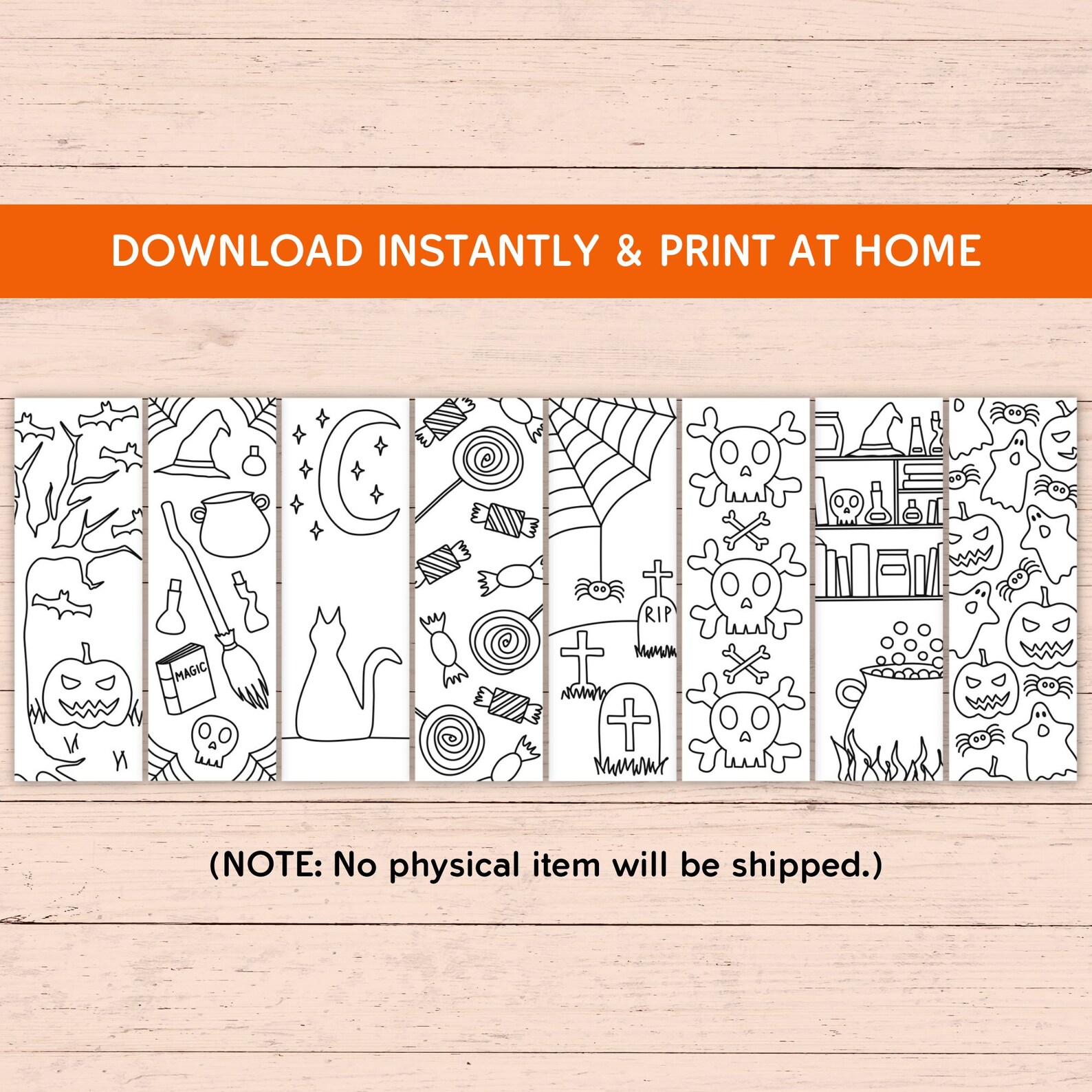 Printable Halloween Coloring Bookmarks - Set of 8 - PDF Instant Digital ...