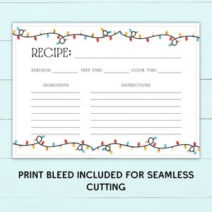 Printable Christmas Recipe Card - Editable Recipe Card Template - 4x6 ...