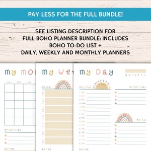 Printable Boho To-do List - US Letter + A4 - Editable Instant Download ...