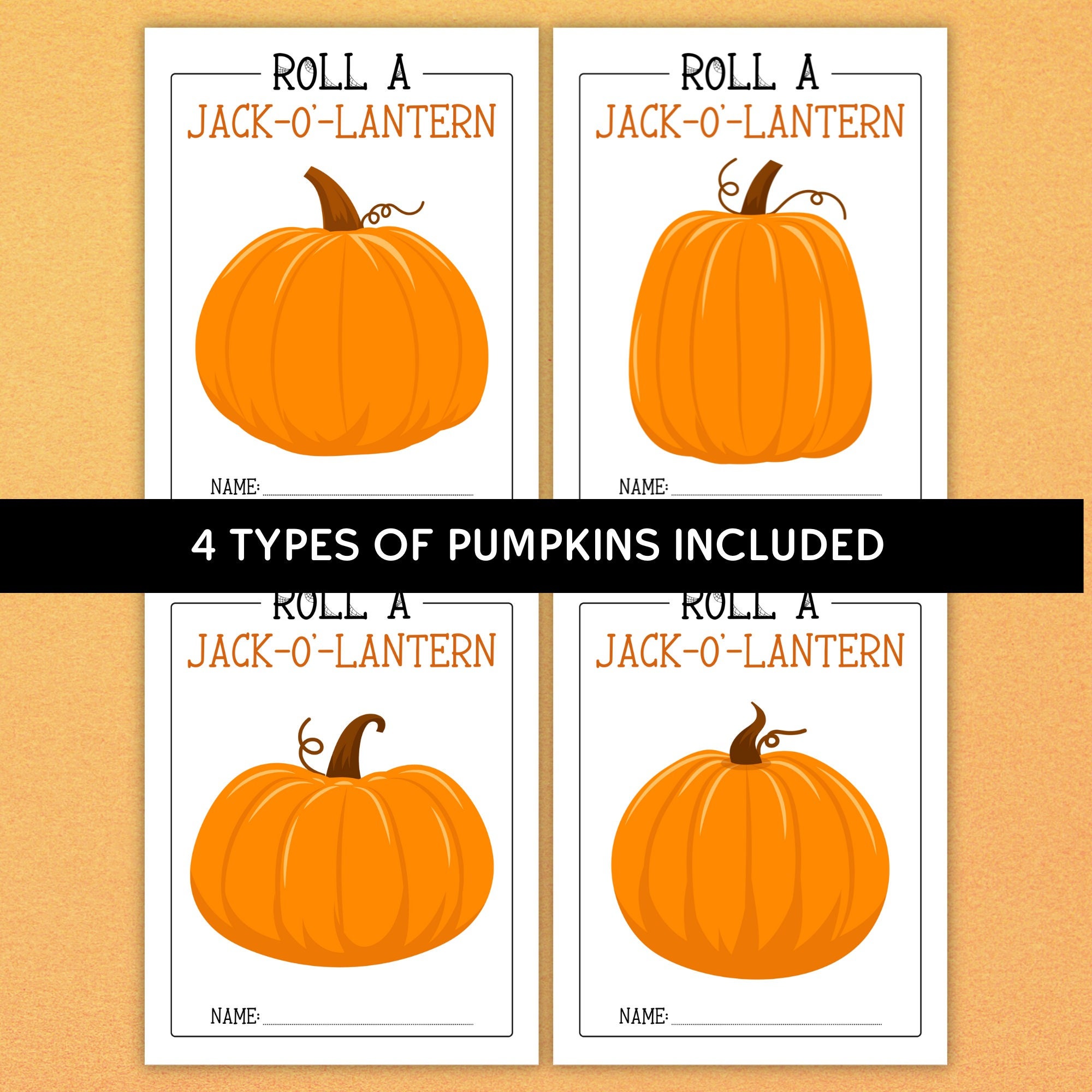 Roll a Jack O Lantern Game - Printable Halloween Game - Halloween ...