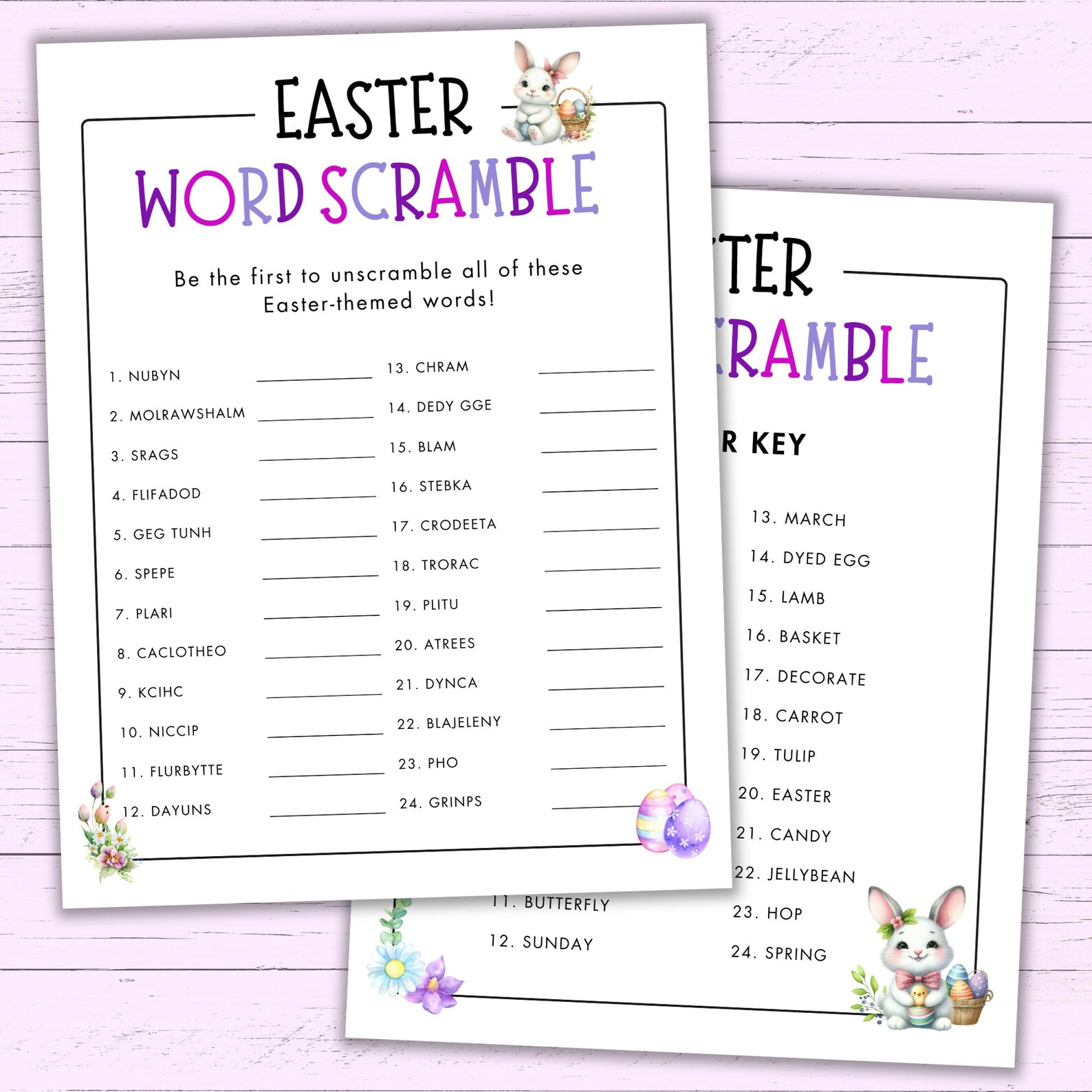 Easter Word Scramble - Printable Easter Activity - Easter Party Game ...