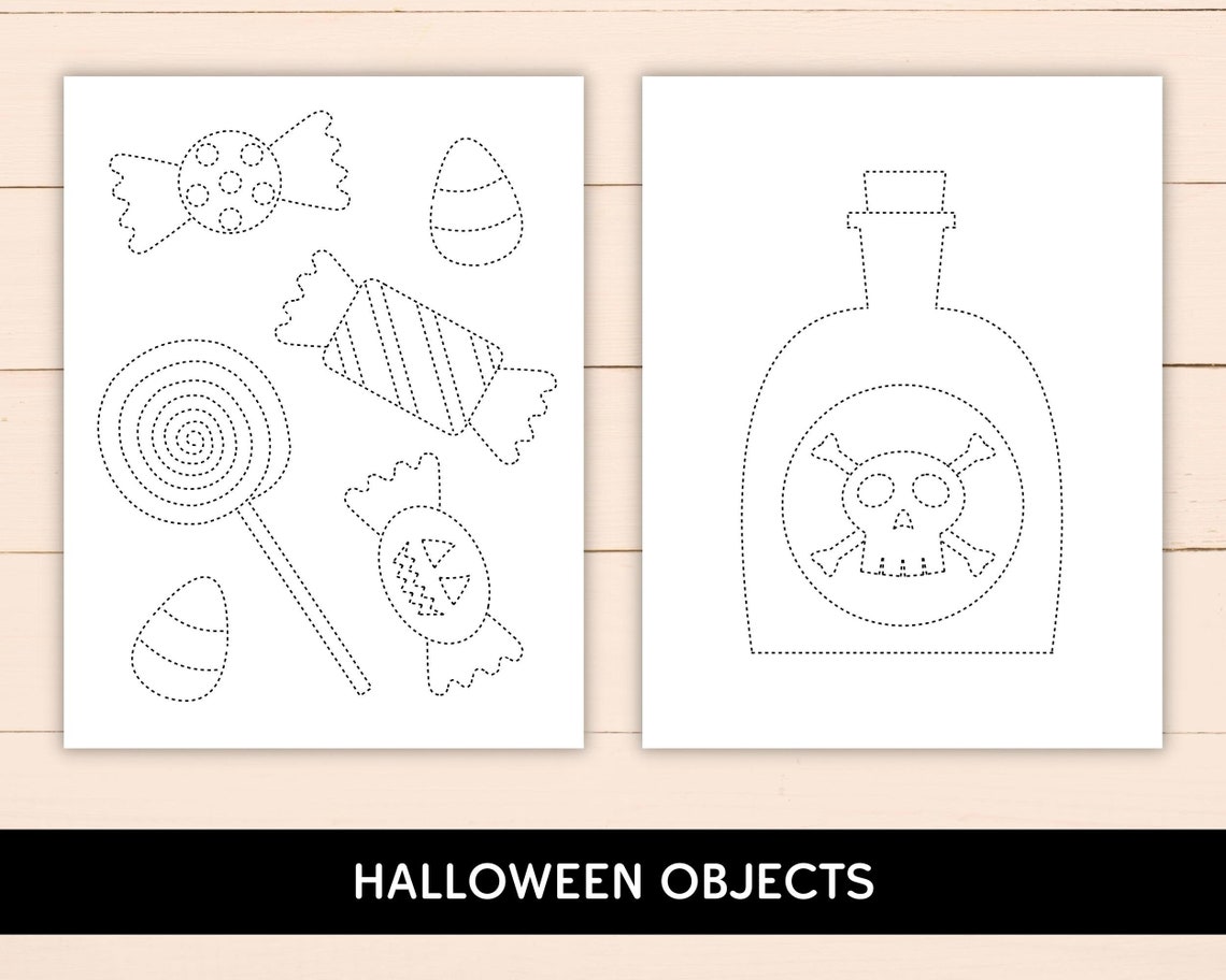 Printable Halloween Trace & Color Sheets Tracing Worksheets - Etsy Canada