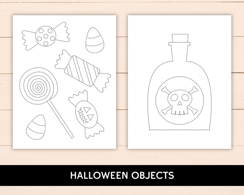 Printable Halloween Trace & Color Sheets Tracing Worksheets - Etsy Canada