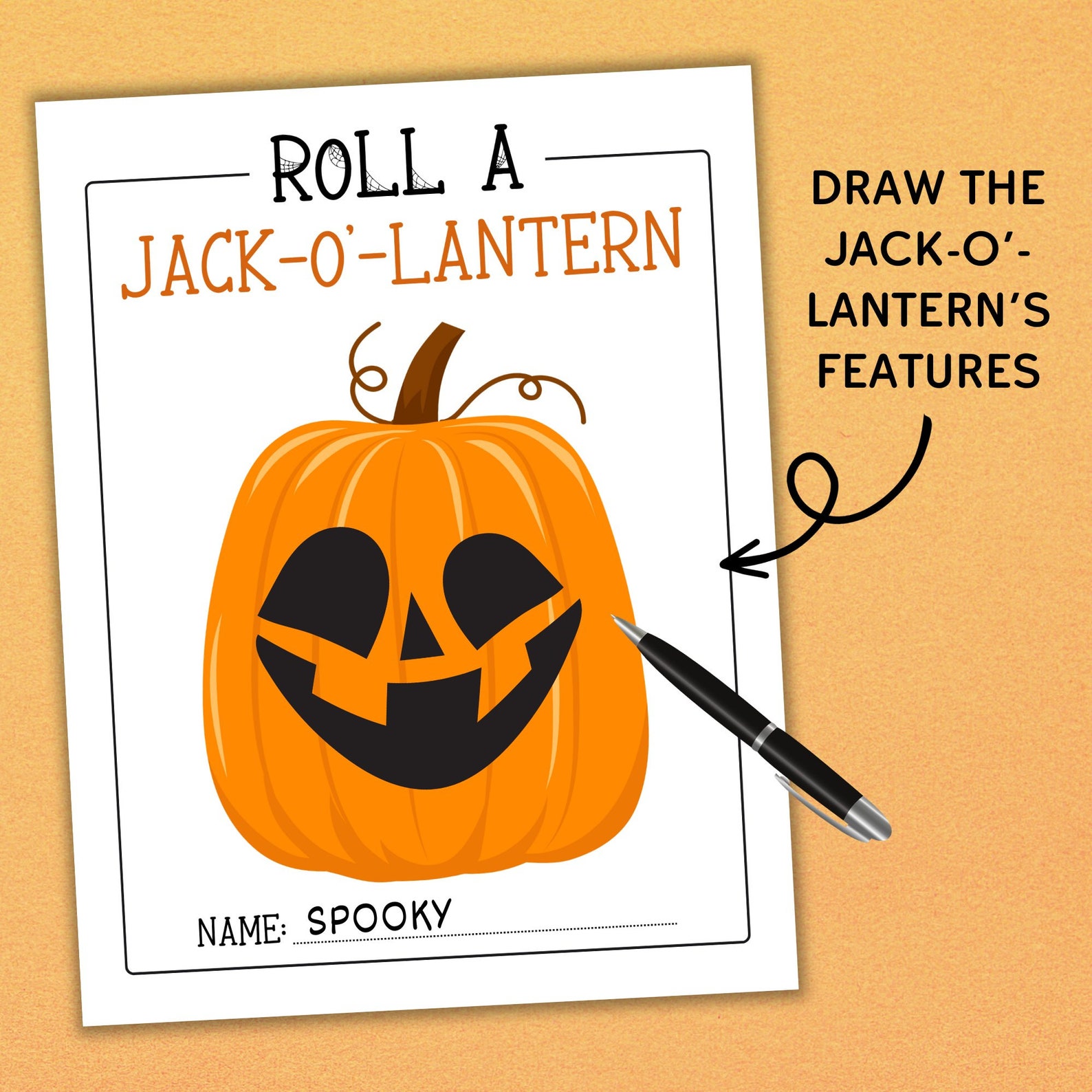 Roll a Jack O Lantern Game - Printable Halloween Game - Halloween ...