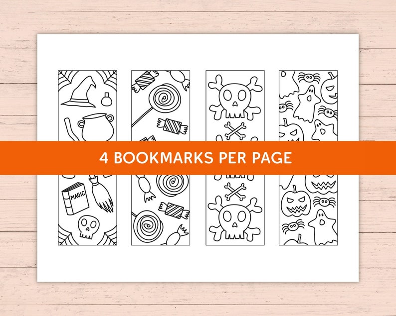 Printable Halloween Coloring Bookmarks Set of 8 PDF - Etsy