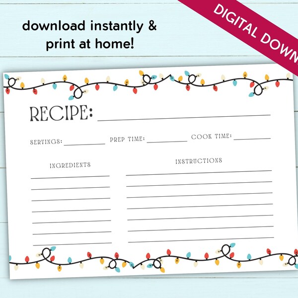 Holiday Recipe Cards - Etsy