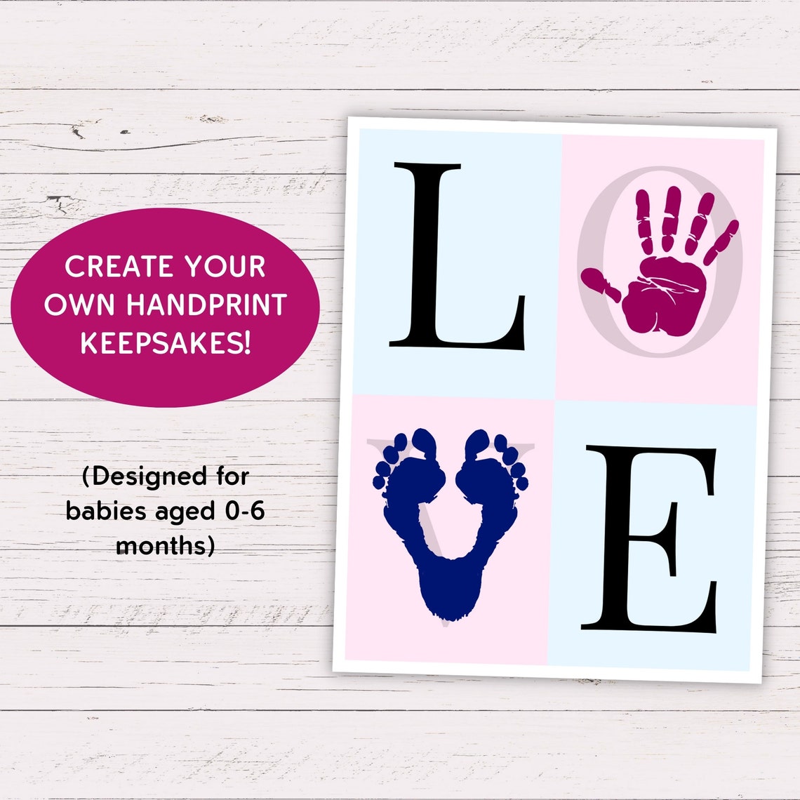 Printable Baby Handprint Footprint Craft Template Bundle DIY Baby ...