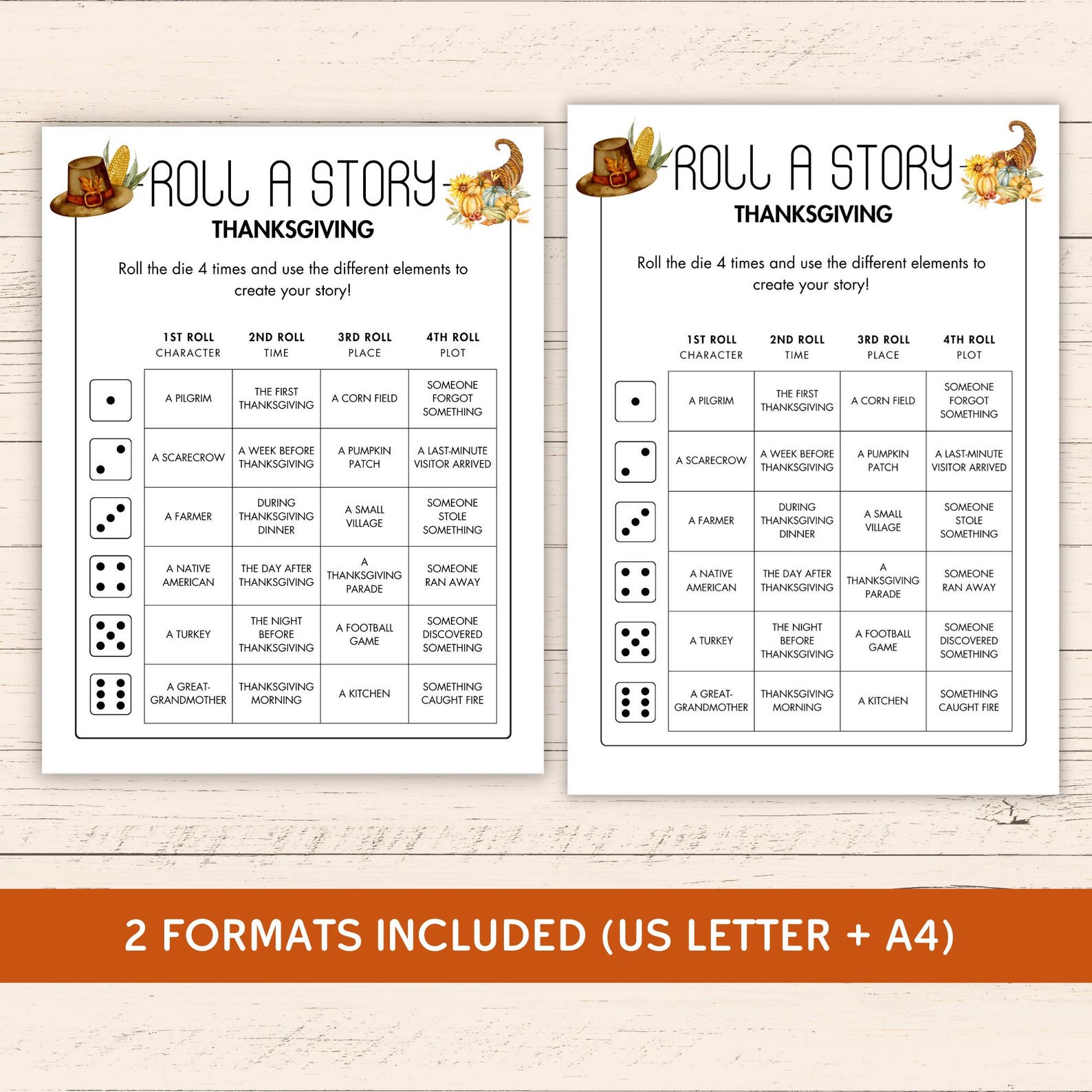 Thanksgiving Roll a Story - Creative Writing Prompt Activity ...