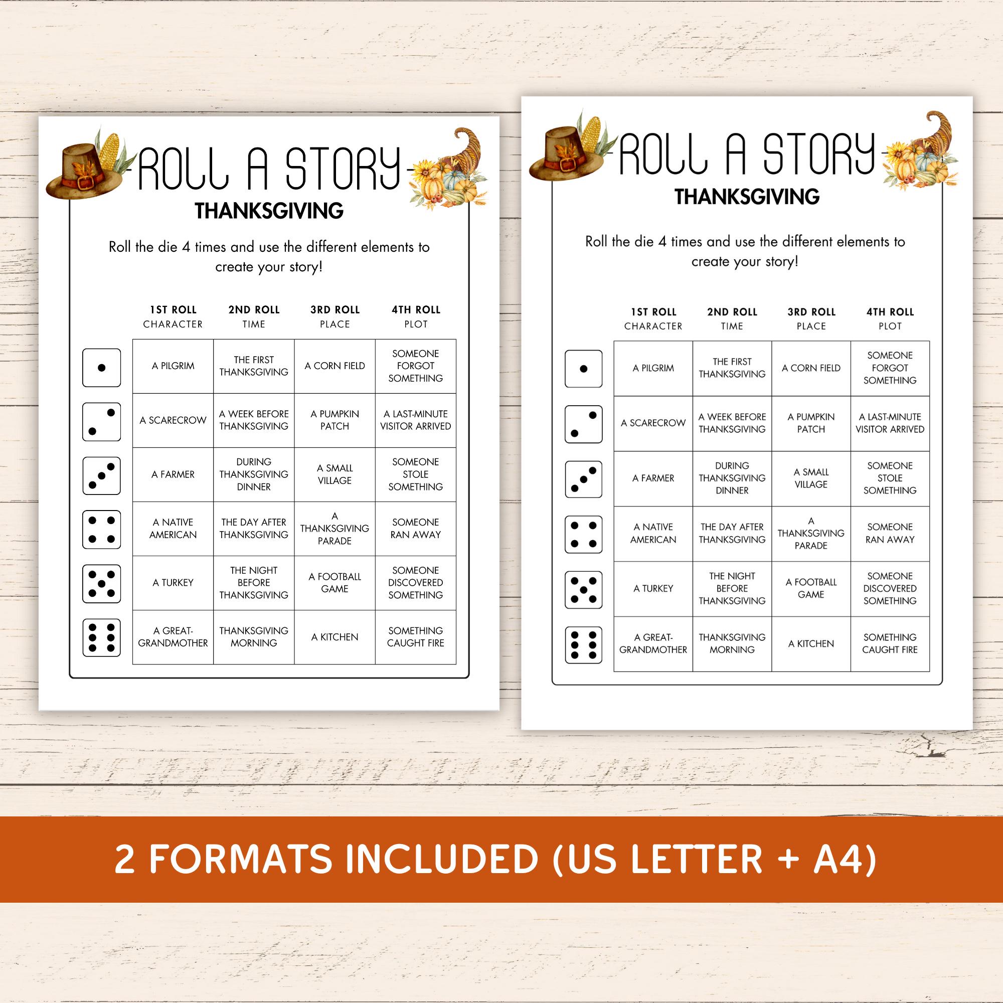 Thanksgiving Roll a Story - Creative Writing Prompt Activity ...