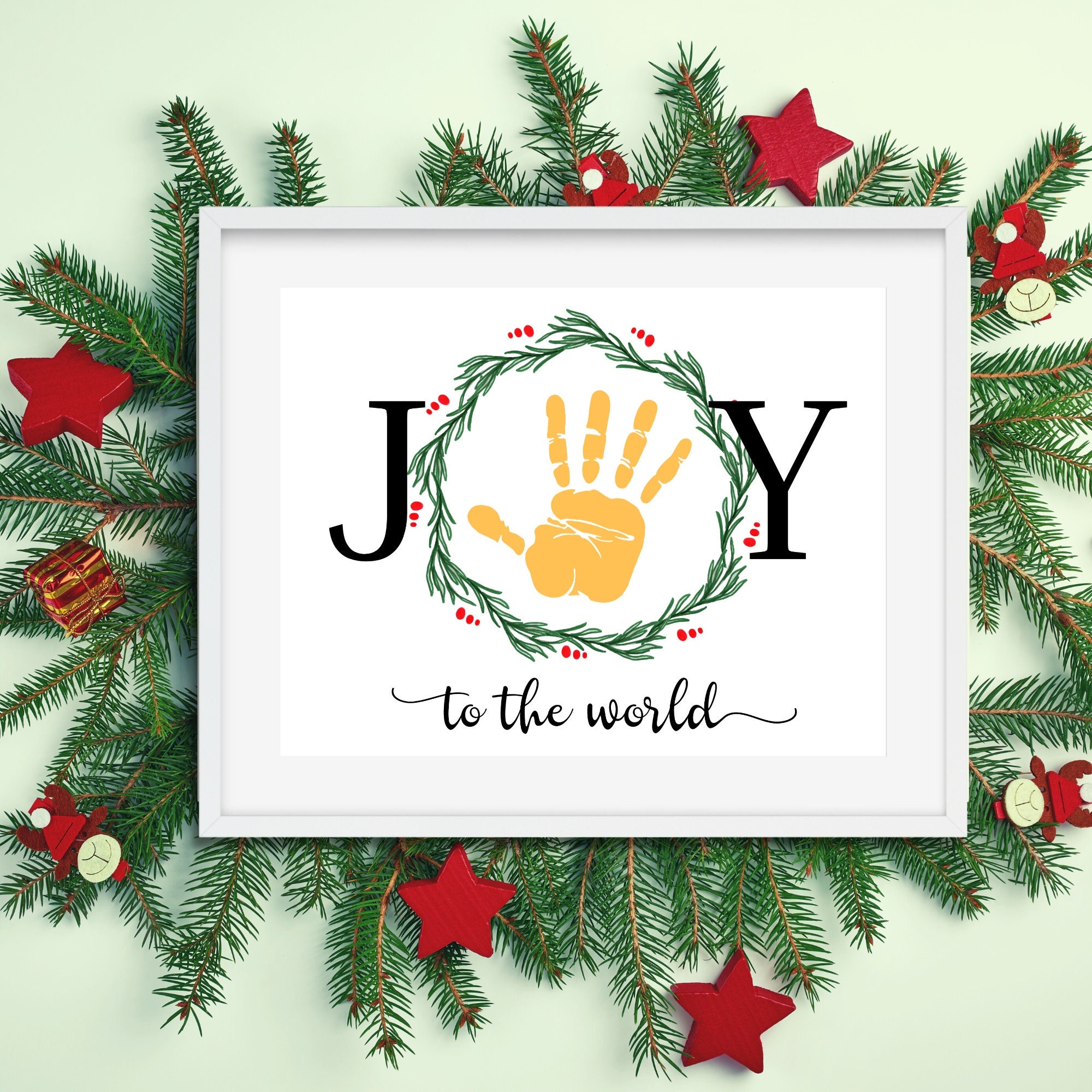 JOY Christmas Handprint Art Template - Christmas Handprint Keepsake ...