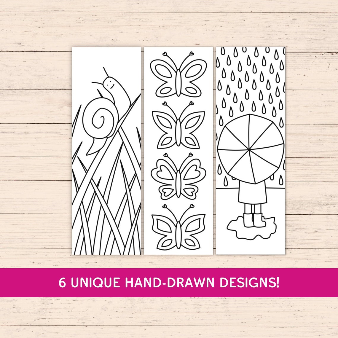 Printable Spring Coloring Bookmarks Set of 6 PDF Instant Digital ...
